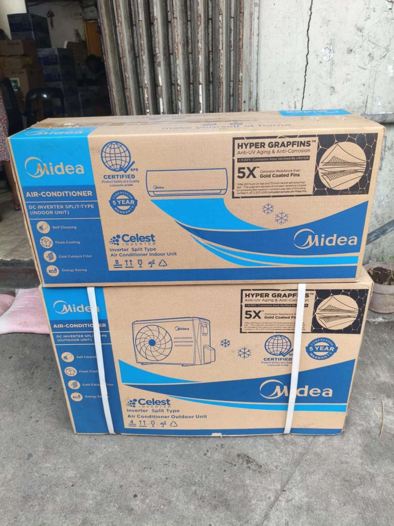 MIDEA SPLIT TYPE INVERTER AIR CONDITIONER, TV & Home Appliances, Air ...