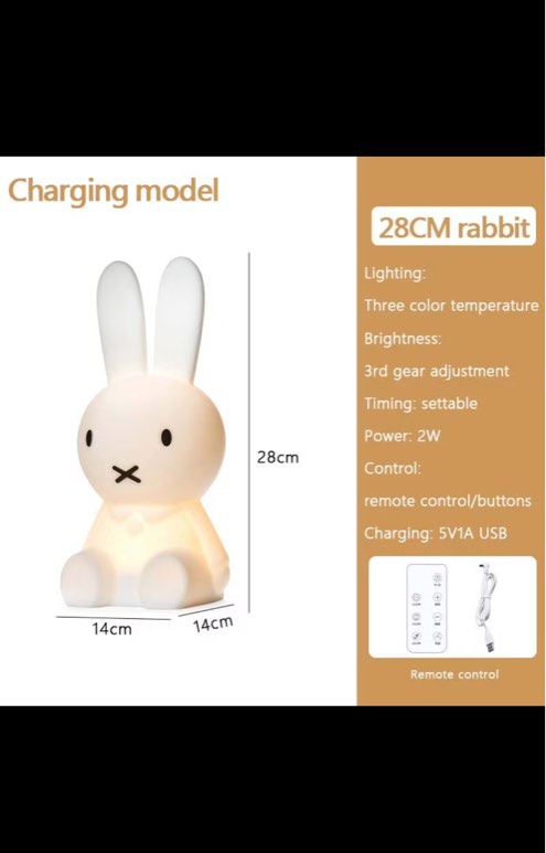 Miffy 28cm remote control lamp, Furniture & Home Living, Lighting ...