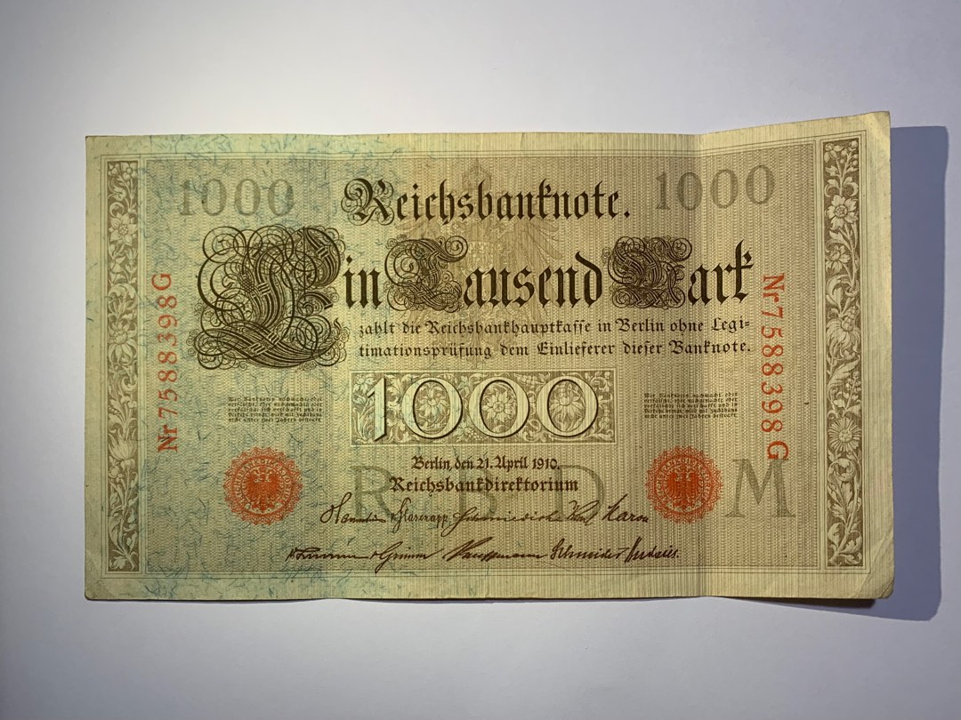 WW1 1910 Imperial Germany Empire 1000 Mark Second Reich old original ...