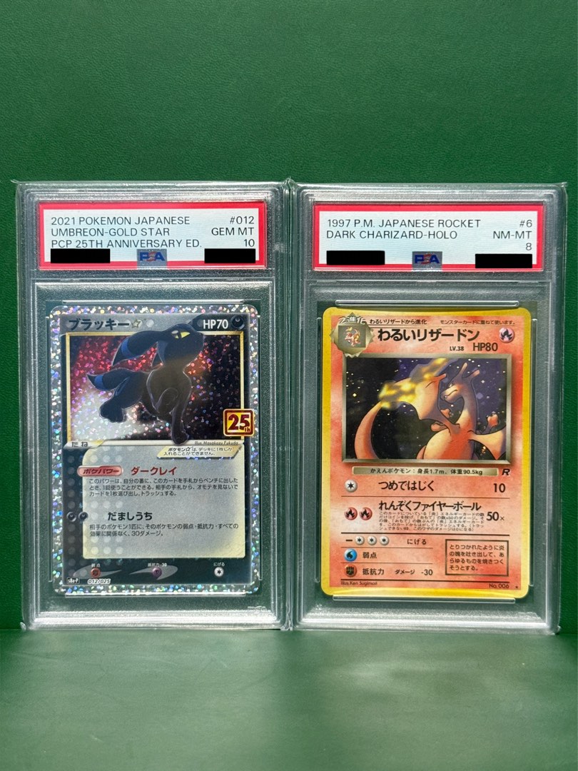 PSA 10 25th Anniversary Umbreon & PSA 8 Charizard, Hobbies & Toys, Toys & Games on Carousell