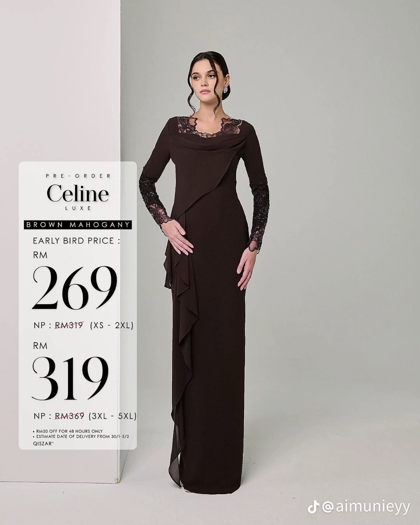 Qiszar celina luxe in brown mahogany, Women's Fashion, Muslimah Fashion, Baju Kurung & sets on ...