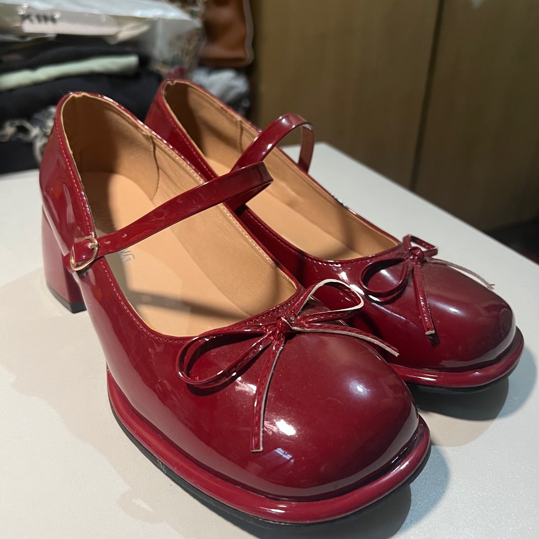 Patent Leather Red Mary Jane Heels, Women's Fashion, Footwear, Heels on ...
