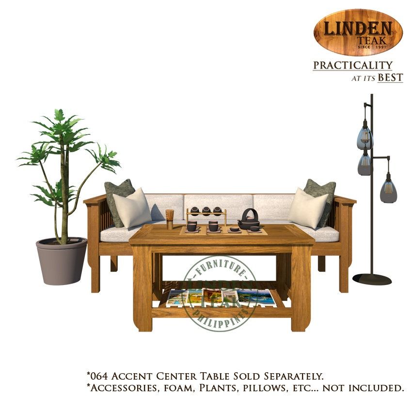 Solid Teak Wood 064 Accent 3-Seater Sofa Furniture, Furniture & Home ...