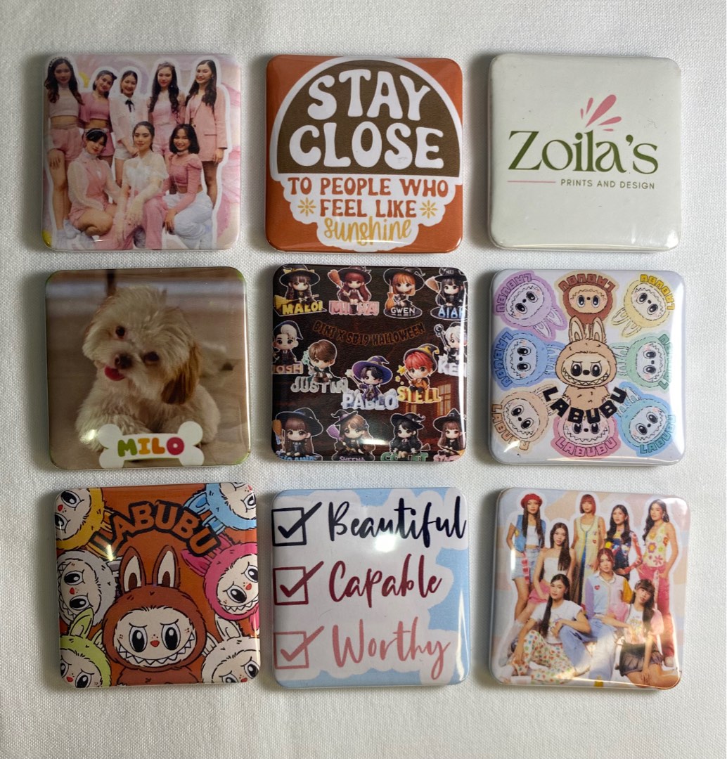 50mm Square badge REF MAGNET & PINS, Hobbies & Toys, Stationary & Craft ...