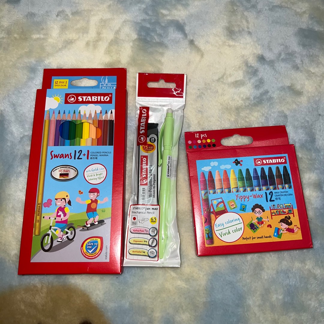 Stabilo sets with 13 colored pencils + 12 wax crayons + 0.5mm ...