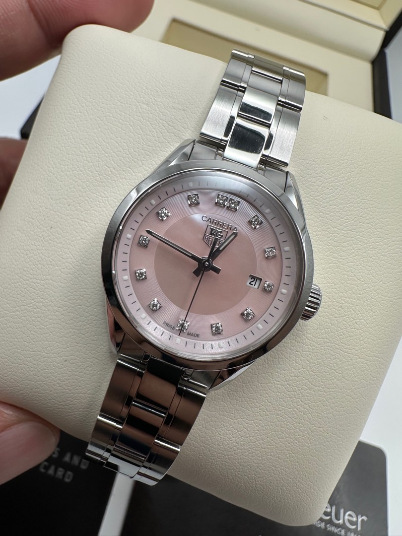 Tag Heuer Carrera Pink MOP Dial Natural Diamond Markers, Luxury ...