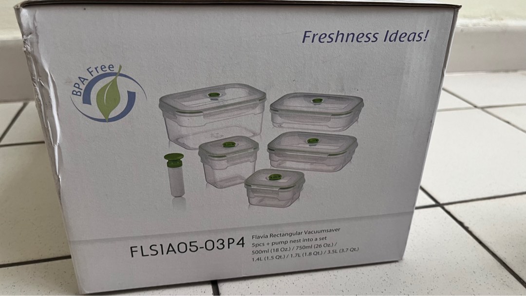 VACUUMSAVER FLAVIA Airtight Vacuum Sealed Food Storage Containers With ...