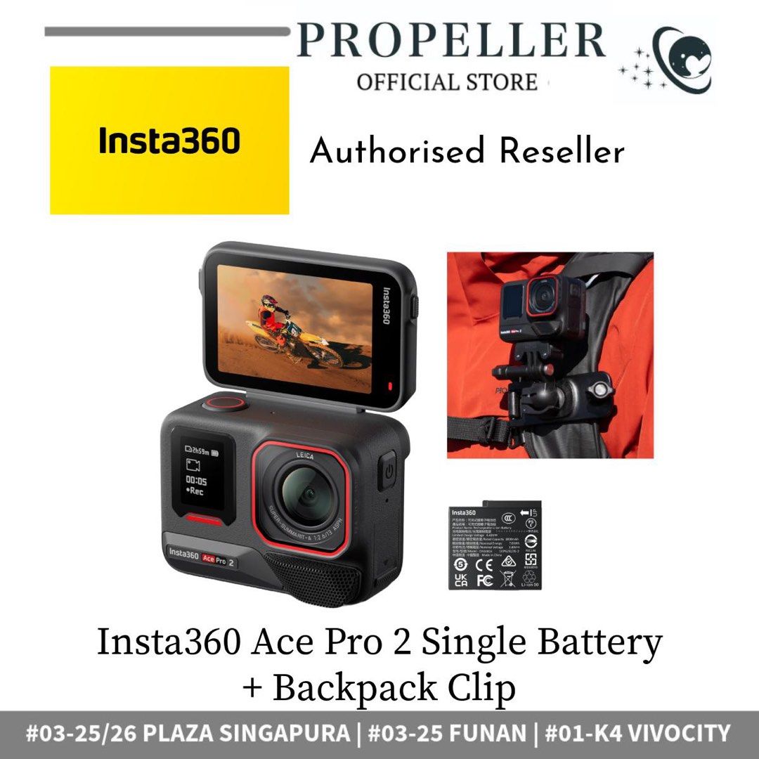 Insta360 Ace pro 2 (Promo)Single battery+ backpack clip|8k Ai powered ...