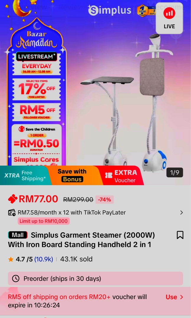 NEW UNIT- Iron Standing Garment Steamer Handheld with iron board 2in1 ...