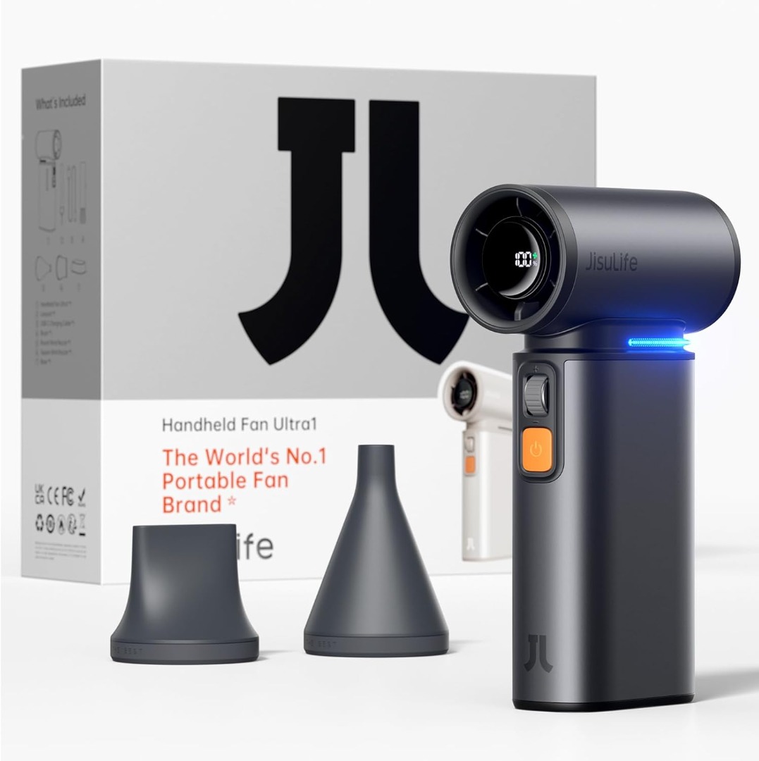 JISULIFE Ultra 1 Portable Handheld Fan 1-100 Gear Super Strong Powerful ...