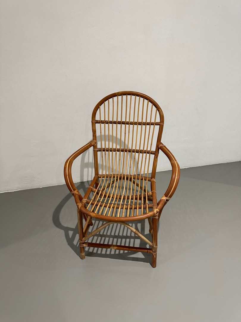 Kerusi vintage rotan rattan cane bamboo chair, Furniture & Home Living ...