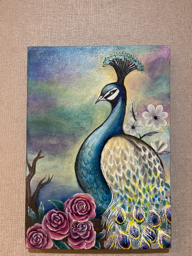 Lukisan akrilik Merak | Peacock painting | Lukisan hoki, Desain ...