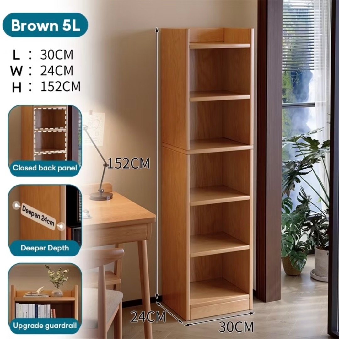 Narrow Book Cabinet Shelf | Compact Bookshelf Display Cabinet | Tall ...