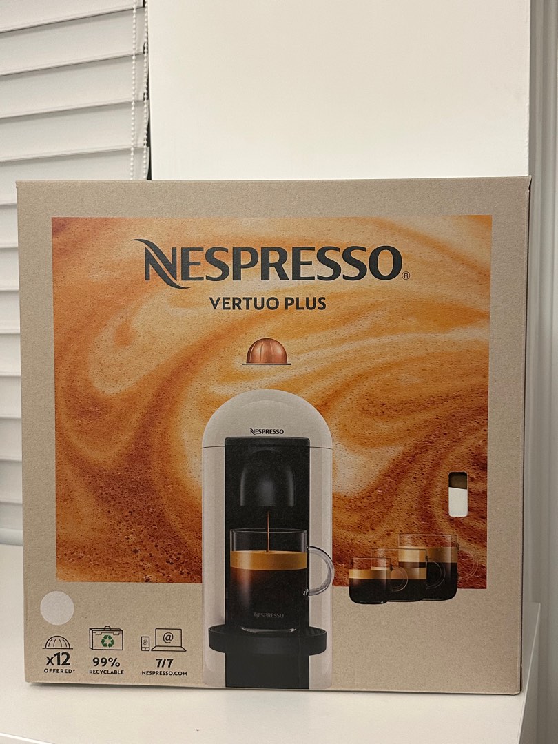 Nespresso Vertuo Plus（白色 White）+ 連同5款口味capsule + 咖啡杯, 家庭電器, 廚房電器, 咖啡機及 ...