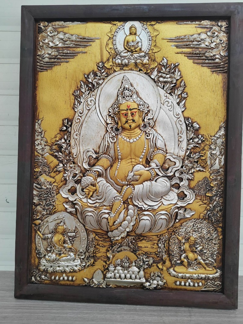 Old Tibetan wooden frame Tibetan Buddhist hanging screen thangka ...