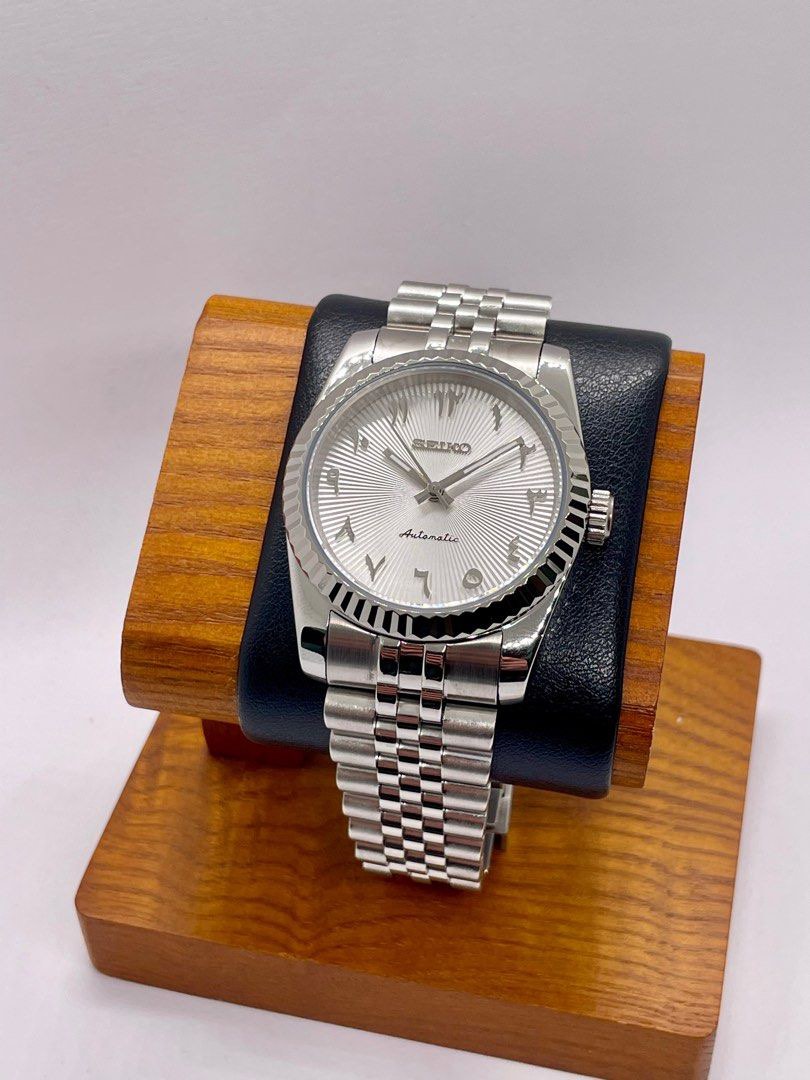 Seiko Custom Mod “Datejust Arabic Sunburst White” 36mm/ 39mm case, Men ...