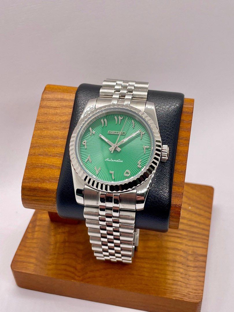 Seiko Custom Mod “Datejust Arabic Sunburst Green” 36mm/ 39mm case, Men ...