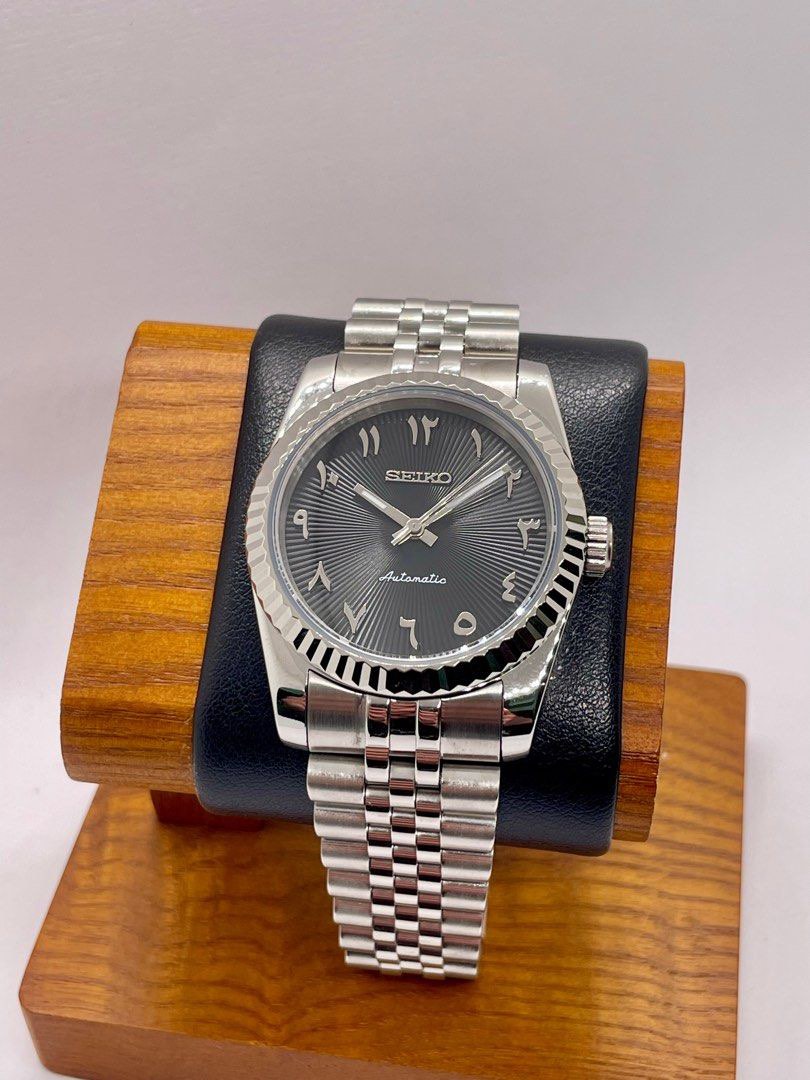 Seiko Custom Mod “Datejust Arabic Sunburst Black” 36mm/ 39mm case, Men ...