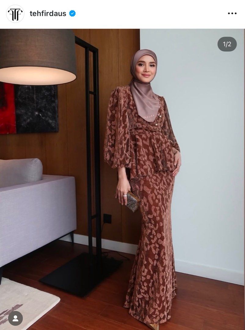 Teh Firdaus Gaia Kurung Raya 2025, Women's Fashion, Muslimah Fashion ...