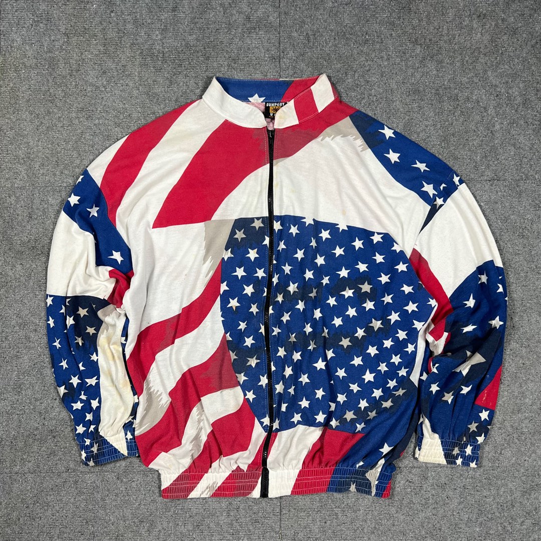 Vintage usa flag by sunport usa jacket (authentic), Men's Fashion ...