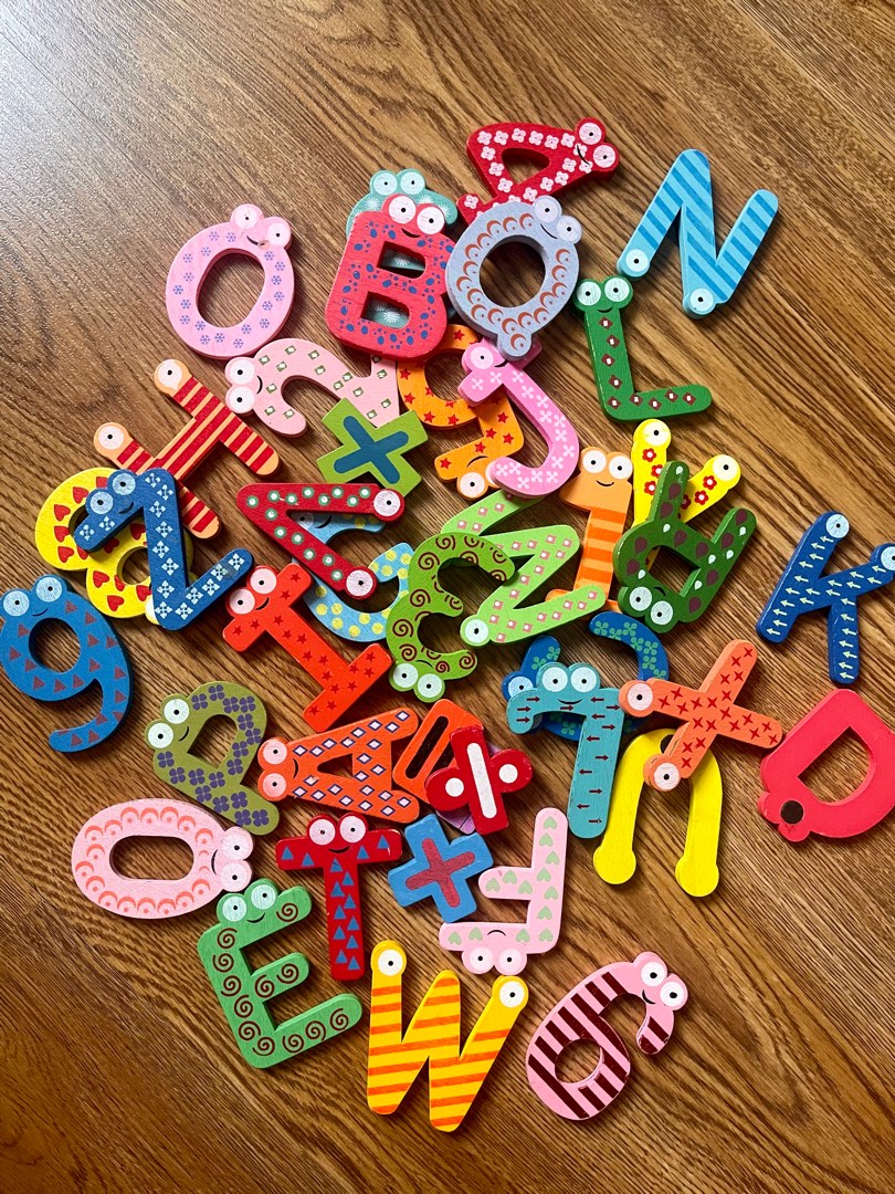 Wooden Magnet Numbers and Alphabet, Bayi & Anak, Mainan & Baby Walker ...