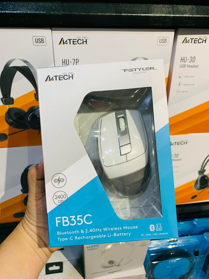 A4Tech Fstyler FB35C Rechargeable Bluetooth & 2.4G Wireless Mouse, Computers & Tech, Parts ...