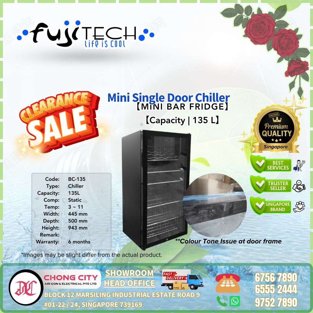 FUJITECH Mini Bar Fridge BC-135 | 135L | Bigger Capacity | Promo $349 ...