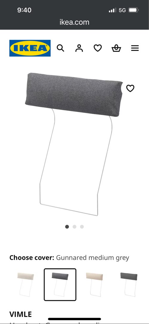 IKEA Gunnared medium grey headrests, Furniture & Home Living, Furniture ...