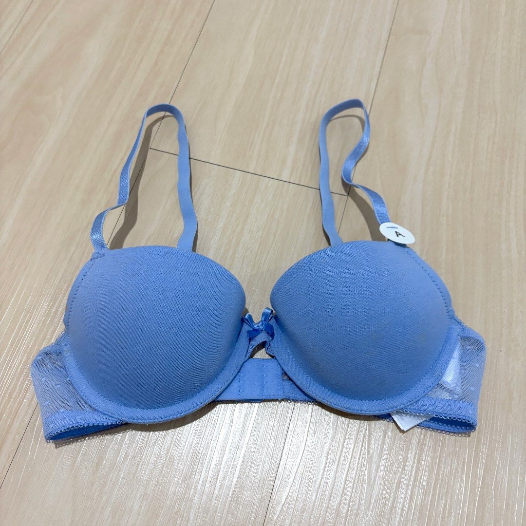 NEW H&M Blue Push Up Half Cup Bra Sexy Petite Mini Dalaman BH Biru Muda Pushup Seksi, Fesyen ...
