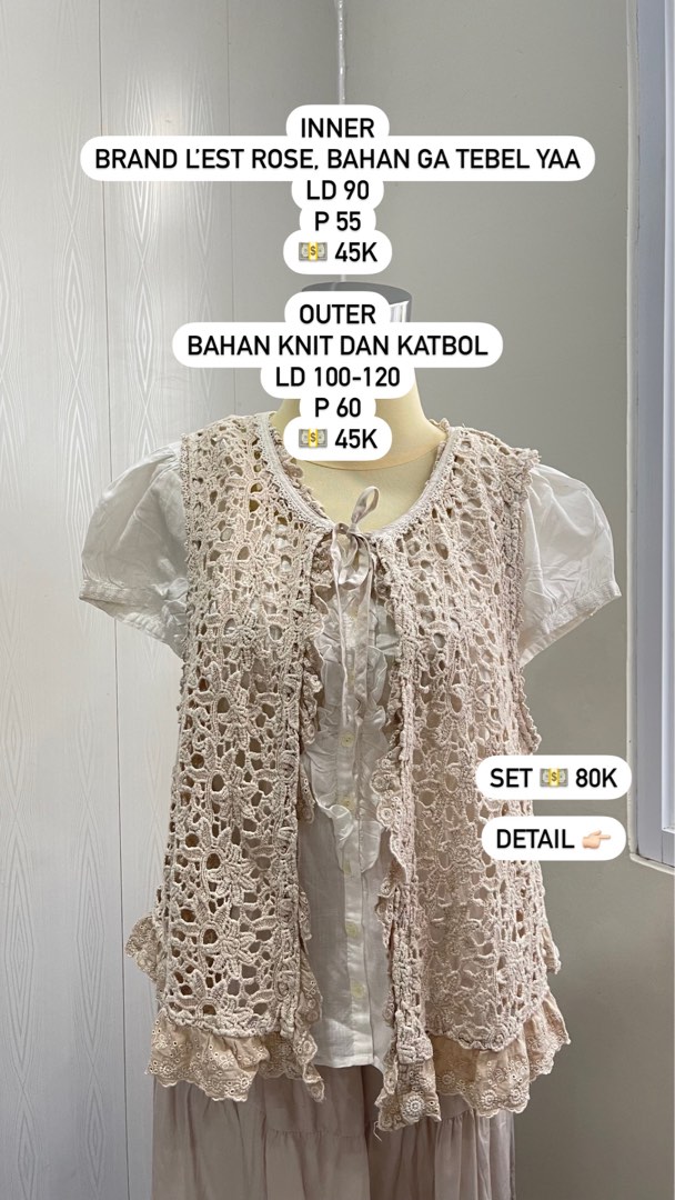 NO NEGO milkmaid outer rajut katbol BACA DESKRISPI, Fesyen Wanita ...