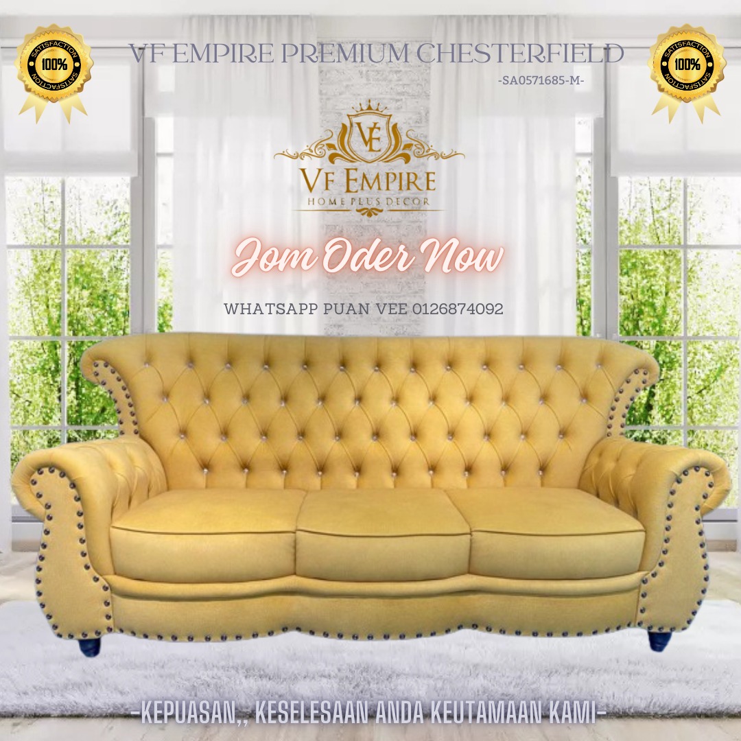 SOFA CHESTERFIELD MODEL HIGHBACK CURVE, Furniture & Home Living, Furniture, Sofas on Carousell