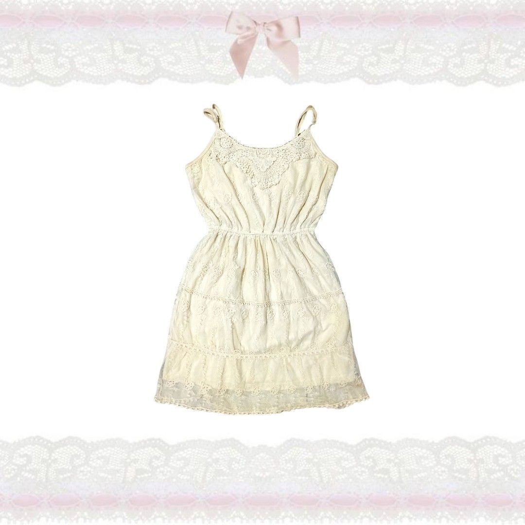 summer lace mini dress coquette, cottagore core, fairycore, dollette ...