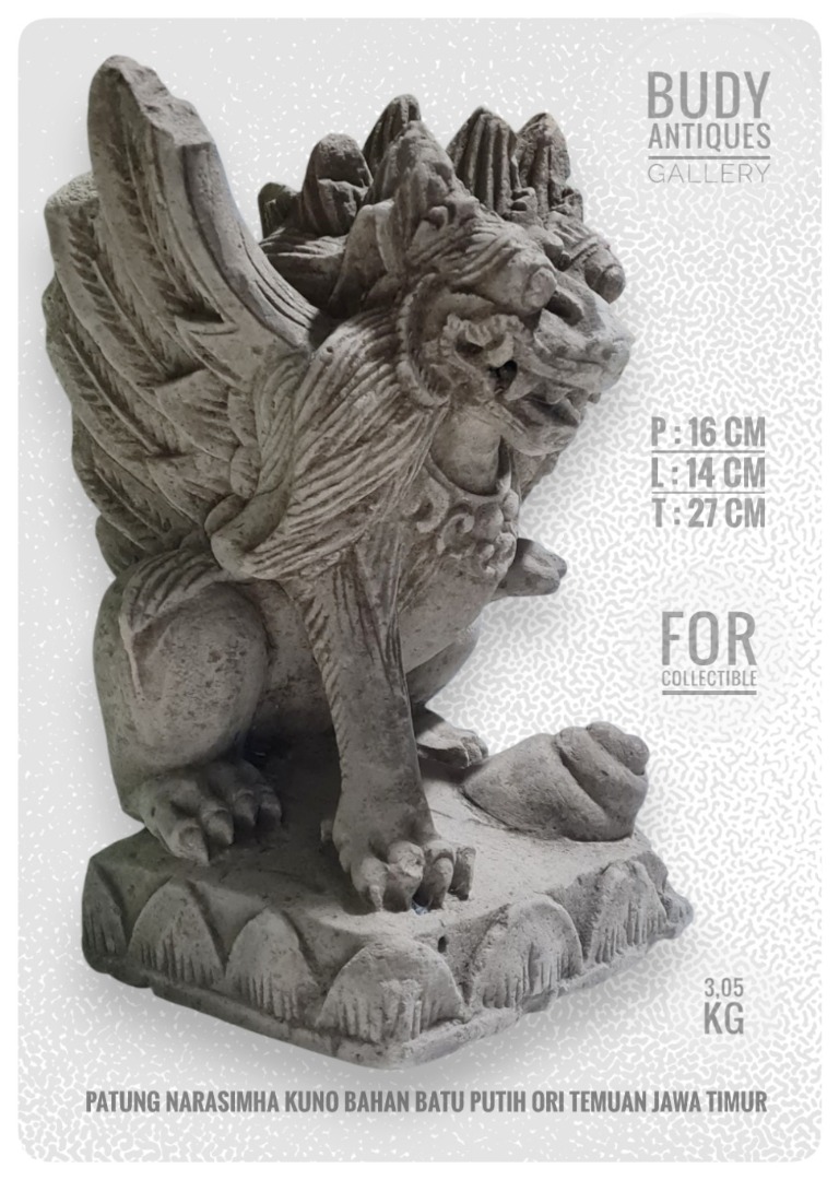 Arca Kuno Motif Narasimha Bahan Batu Putih, Antik, Pajangan di Carousell