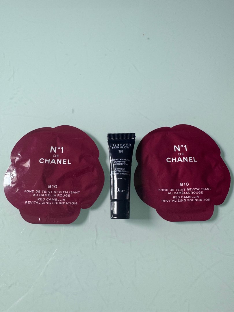 Chanel No 1 Red Camellia Revitalizing Foundation samples And Dior ...