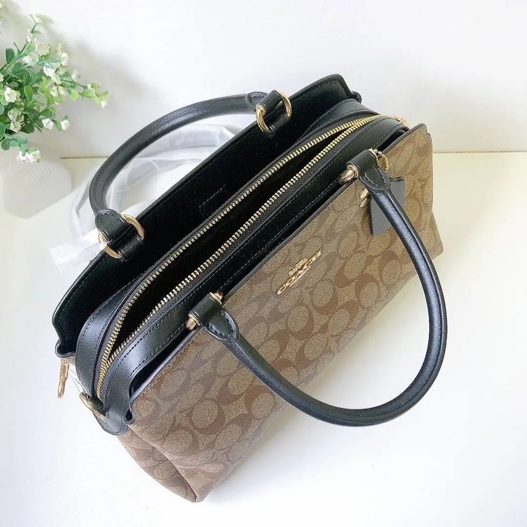 Coach Lillie Carryall In Signature Canvas 91495 - Khaki Black, Luxury ...