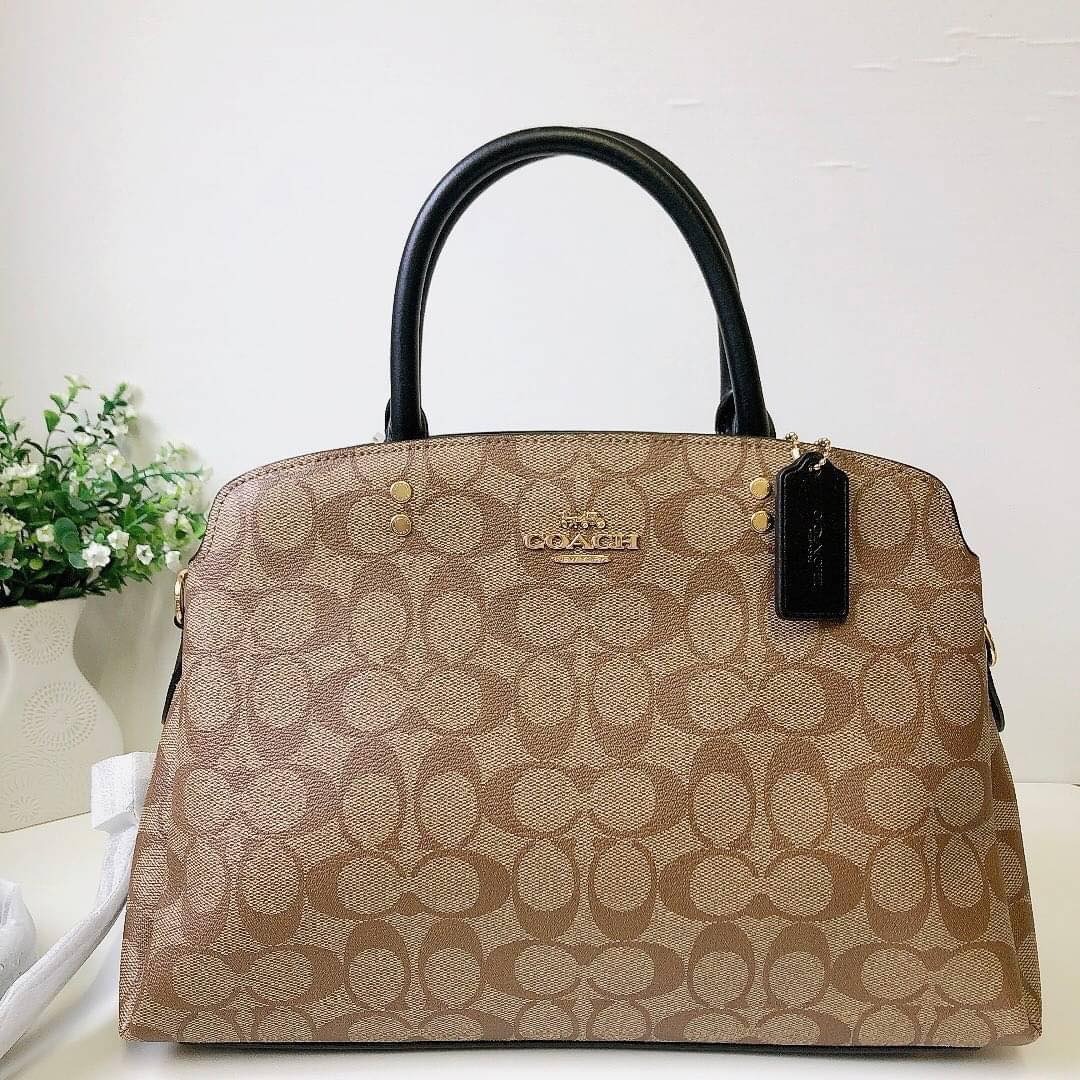 Coach Lillie Carryall In Signature Canvas 91495 - Khaki Black, Luxury ...