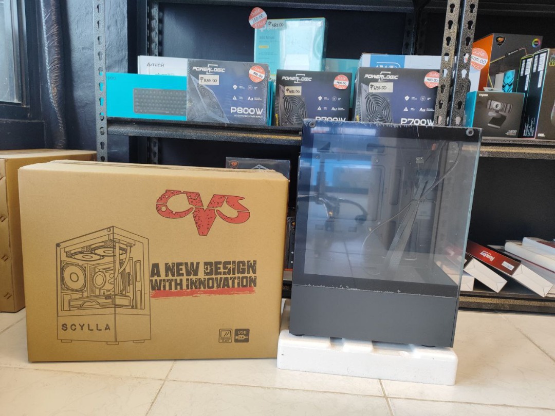 CVS Scylla mATX Computer PC Gaming Case Tempered Glass Side Front Black ...
