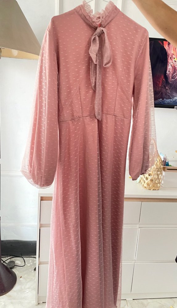 Dress pink puring | baju raya, Fesyen Wanita, Pakaian Wanita, Gaun ...