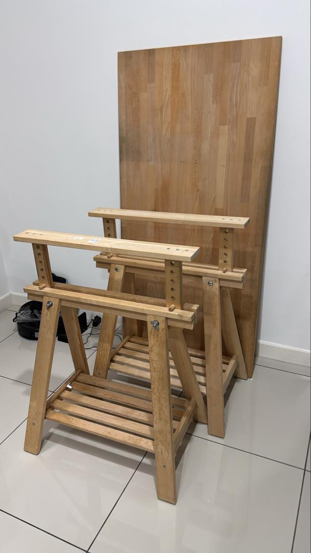 IKEA Table Mittback trestle and Gerton table top, Furniture & Home ...