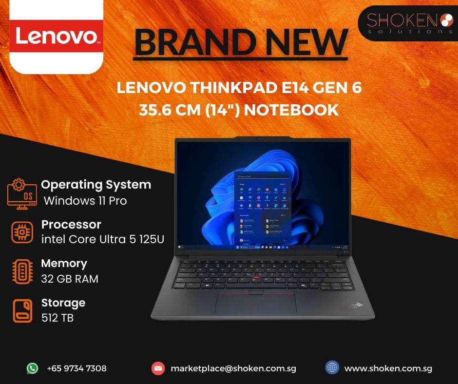 Lenovo | ThinkPad E14 Gen 6 | Intel Core Ultra 5 125U | 32GB RAM | 512GB SSD | English Keyboard ...