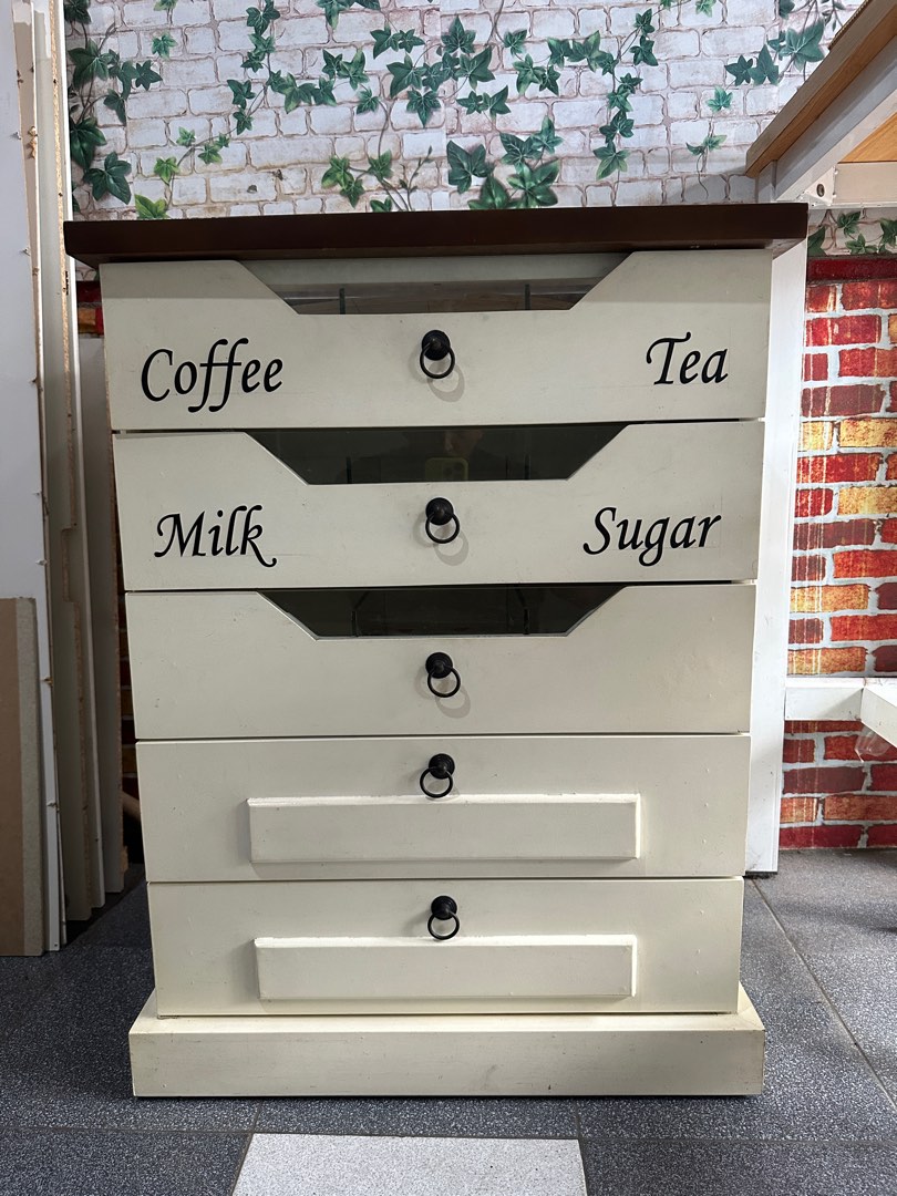 Meja Storage Coffee, Tea, dll, Perabotan Rumah di Carousell