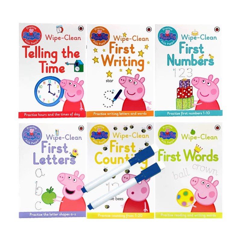 Peppa Pig Children Wipe Clean Workbooks with Marker pens first words ...