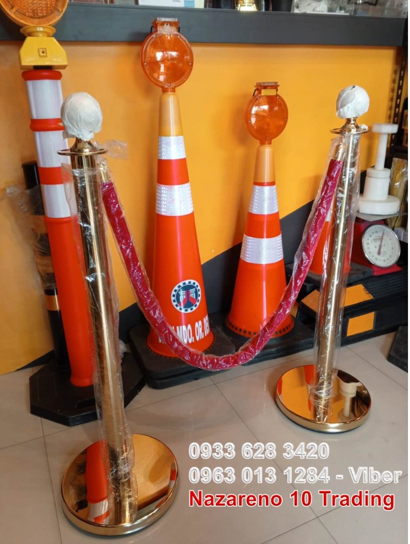 Stanchion post red velvet belt gold post, Commercial & Industrial ...