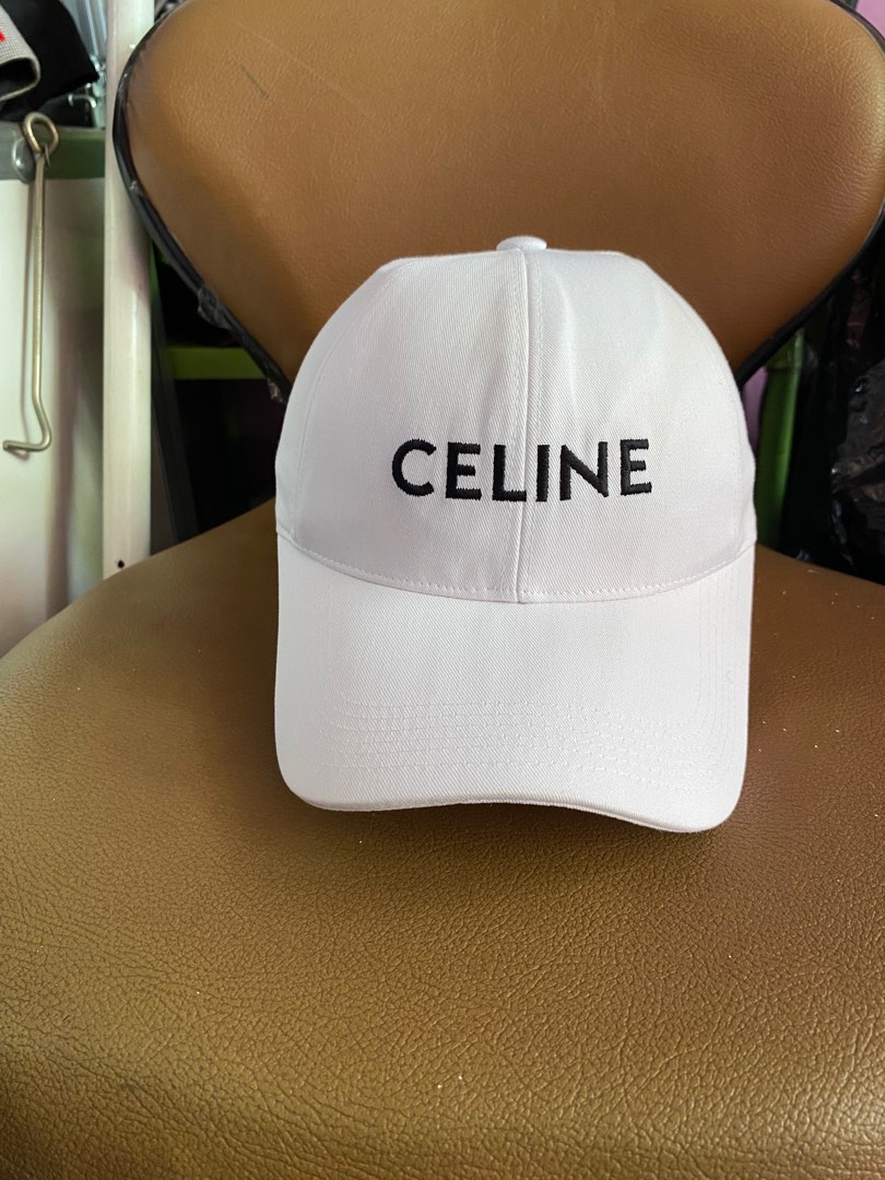 Topi CELINE original putih logo, Fesyen Pria, Aksesoris, Topi di Carousell