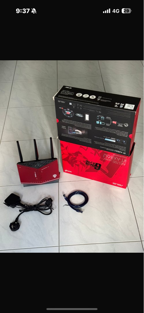 Use set Asus Wi-Fi 6 Gaming Router come with original box we have two ...