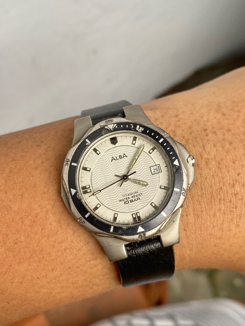Vintage ALBA Titanium, Fesyen Pria, Jam Tangan di Carousell