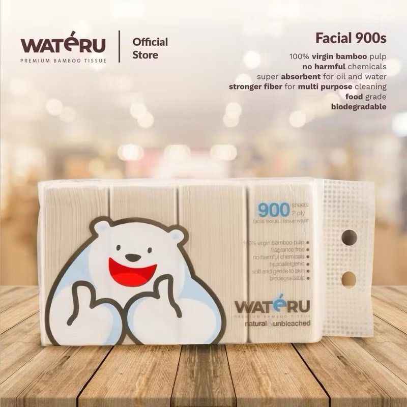 Wateru Natural Bamboo Tissue / Tisu Bambu - Facial 900s 1 Pack isi 4 ...