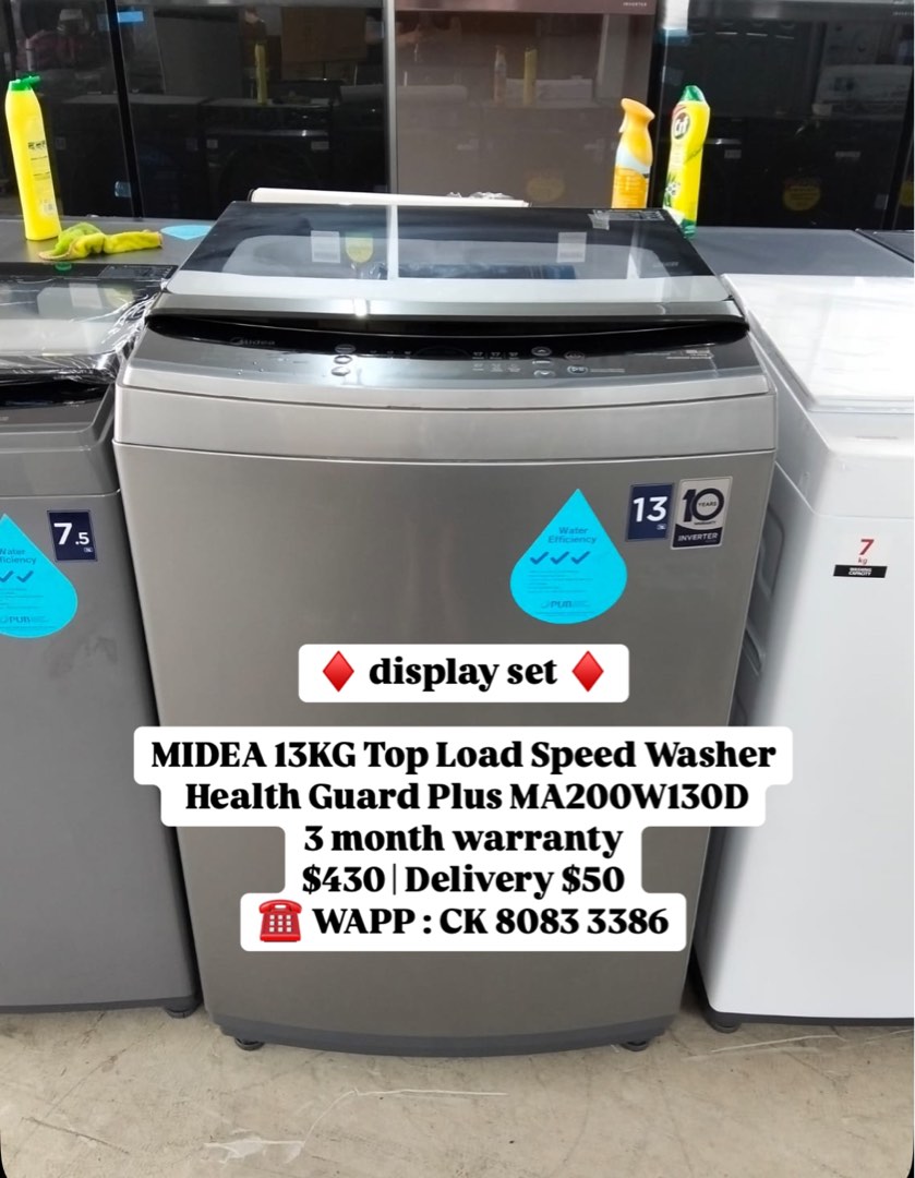 MIDEA 13KG Top Load Speed Washer Health Guard Plus MA200W130D, TV ...