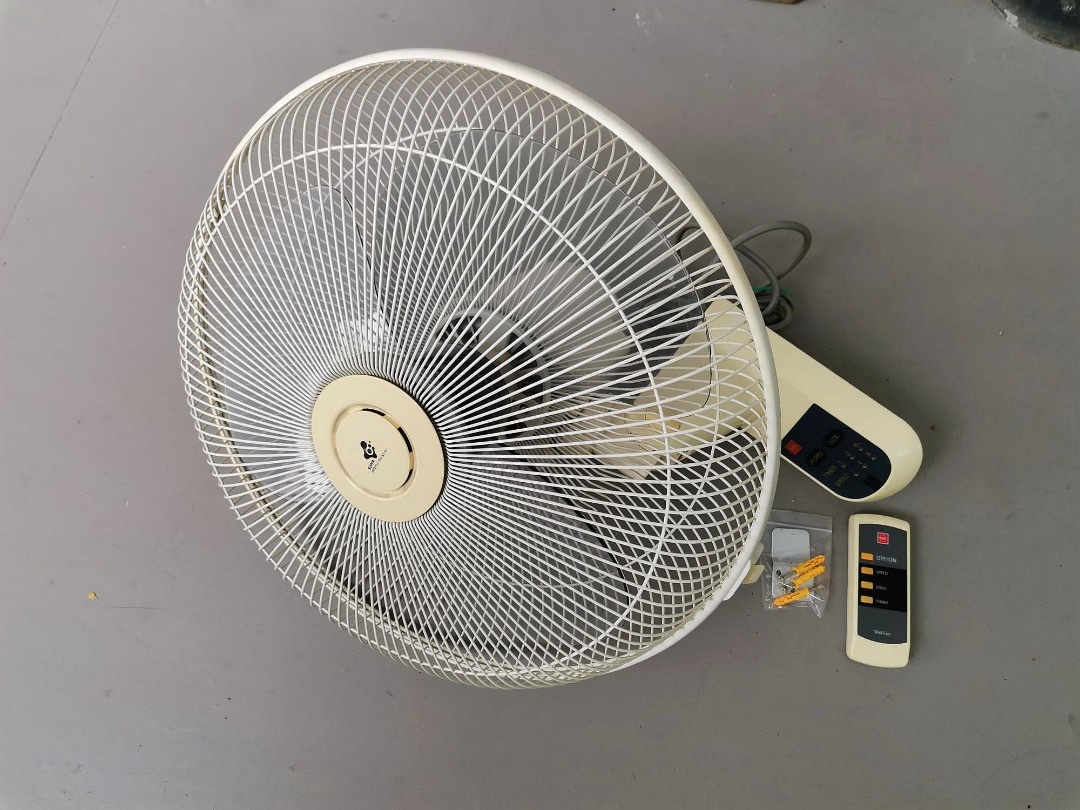 KDK 16" Wall Fan with wall bracket & remote controller, Furniture ...