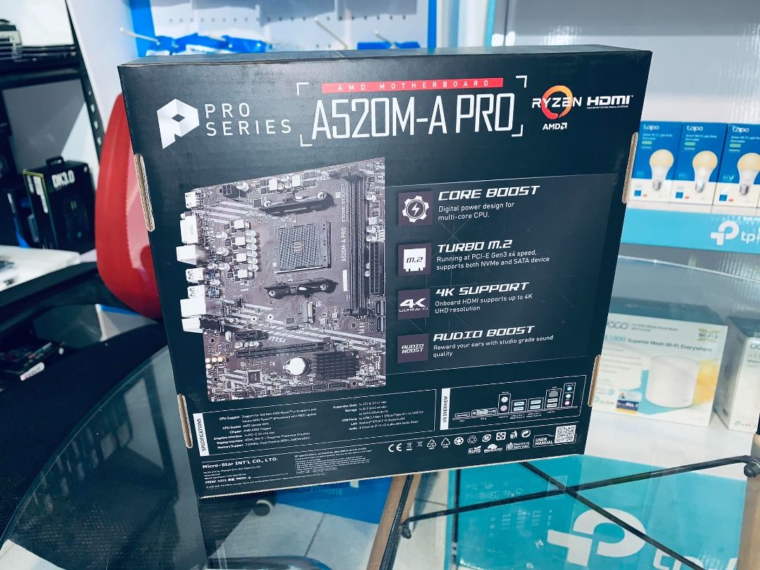 MSI A520M-A PRO AMD AM4 Socket M-ATX Motherboard, Computers & Tech, Parts & Accessories ...